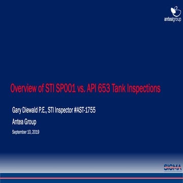 Overview of STI SP001 vs. API 653 Tank Inspections | PDF