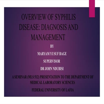 OVERVIEW OF SYPHILIS: Diagnosis and management | PPT