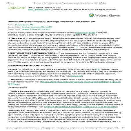 Overview of the postpartum period phys...ications, and maternal care up ...