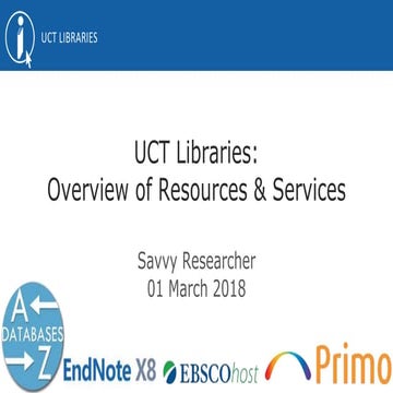 Resources and Services for your research at UCT | PPTX