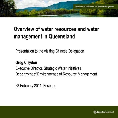Overview of water resources and water management in queensland, greg ...