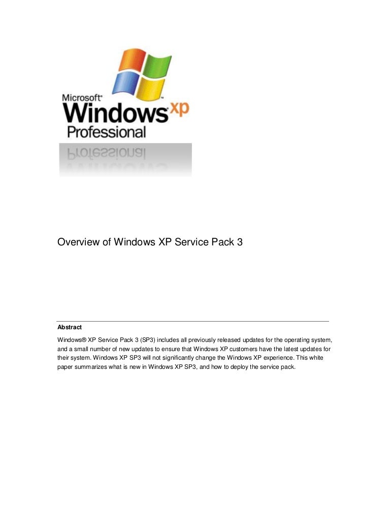 Overview of windows xp service pack 3