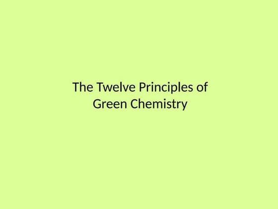 Green chemistry , “Participative Learning" as an Activity. | PPT