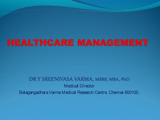 Healthcare management | PPT