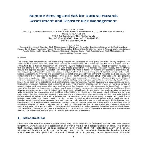 Remote Sensing and GIS for Natural Hazards Assessment and Disaster Risk ...