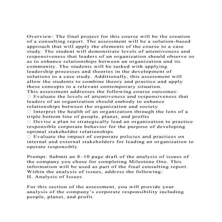 Overview The final project for this course will be the creation.docx