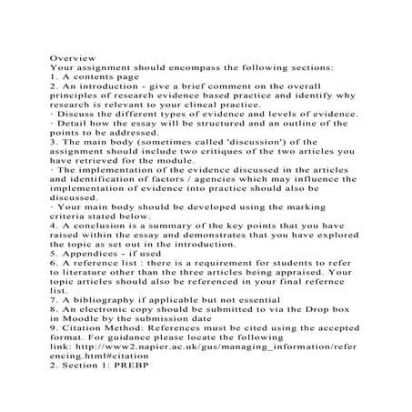 OverviewYour assignment should encompass the following sections.docx