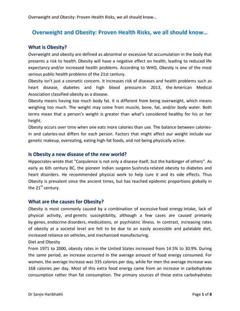 The Link Between Obesity and Chronic Disease | DOCX