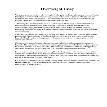 Overweight Essay.pdf | Weight Loss | Healthy Living