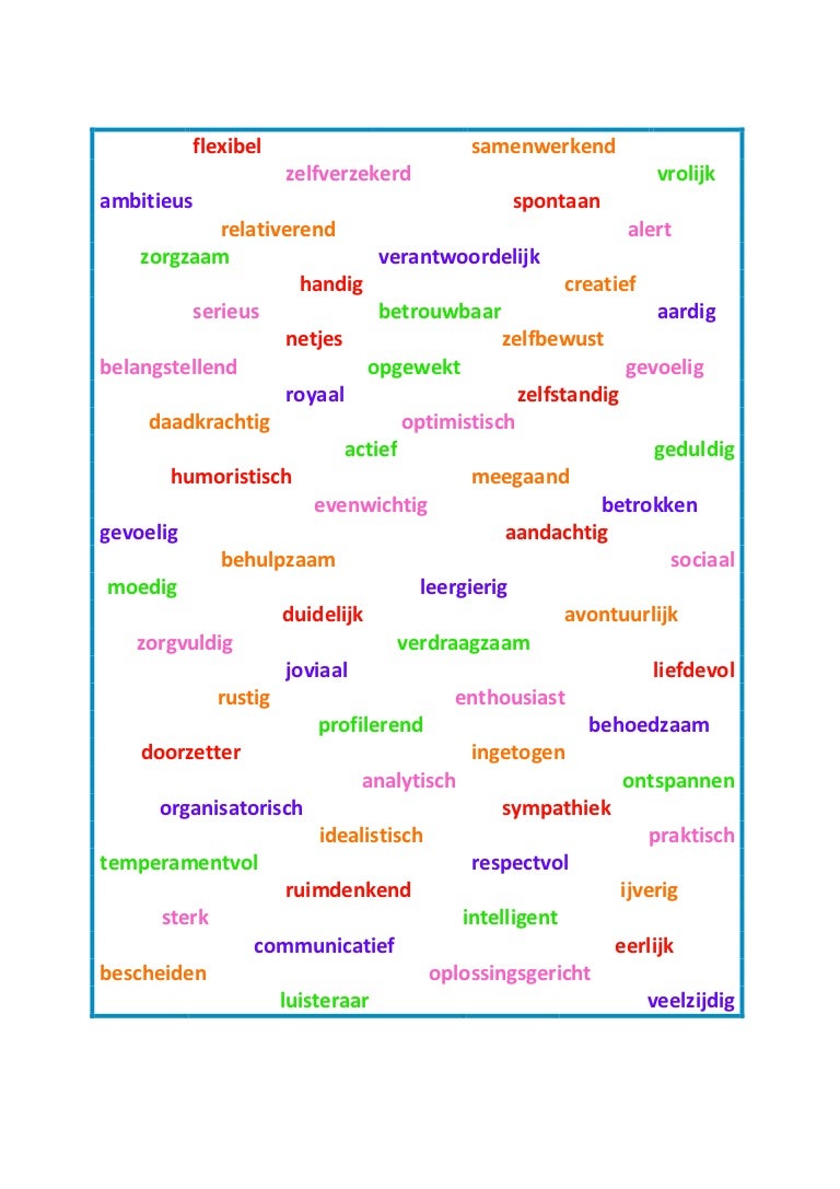 Overzicht talenten en kwaliteiten