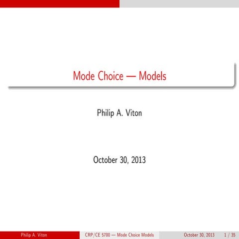 Mode choice models | PDF