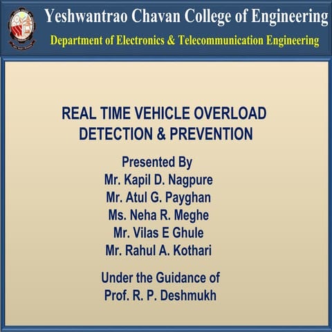Real time vehicle overload detection and prevention system | PPT