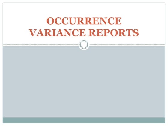 Occurrence variance report | PPT