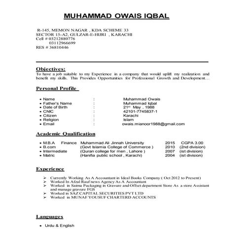 Owais cv (1) | DOCX
