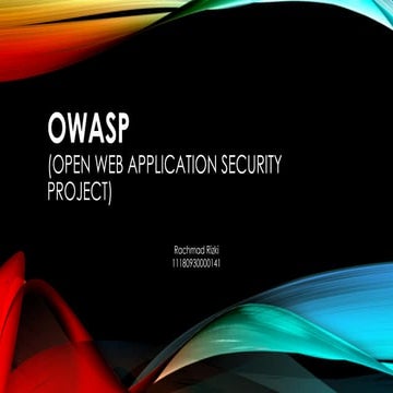 Owasp Open Web Application Security Project Ppt
