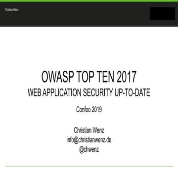 OWASP Top Ten 2017 | PPTX | Web Development | Internet