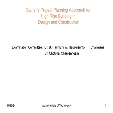 Owner Project Planning Approachfor High Rise Building.ppt