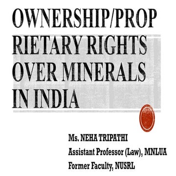 Ownership and proprietary rights over minerals in india | PDF