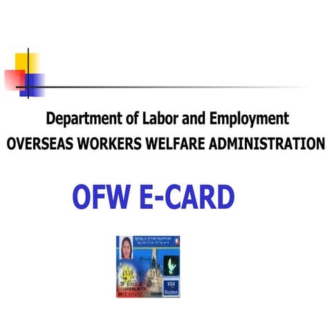 OWWA OFW e-Card | PPT | Credit Cards | Personal Debt