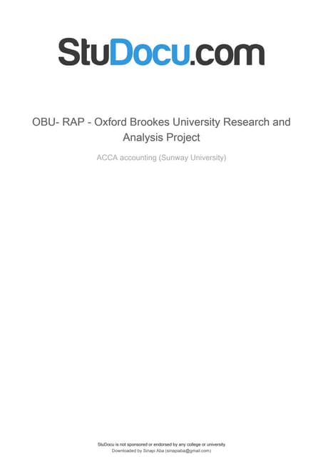 Sample Oxford Brookes BSC Hons OBU RAP Thesis Writing and Mentoring ...