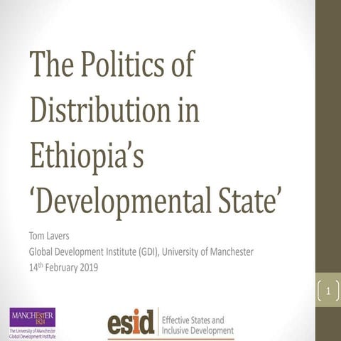 The Politics of Distribution in Ethiopia's 'Developmental State' | PPT