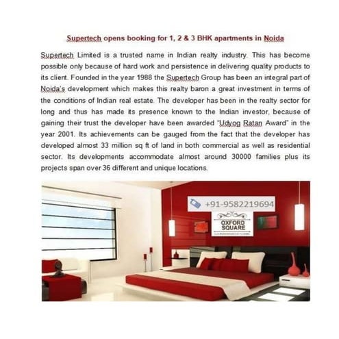 Booking Open for 1, 2 & 3 BHK Supertech Oxford Square apartments in Noida | PDF