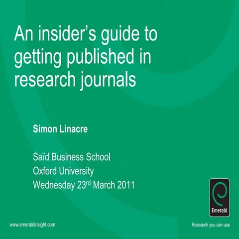 Simon Linacre, Emerald: An insider's guide to getting published in ...