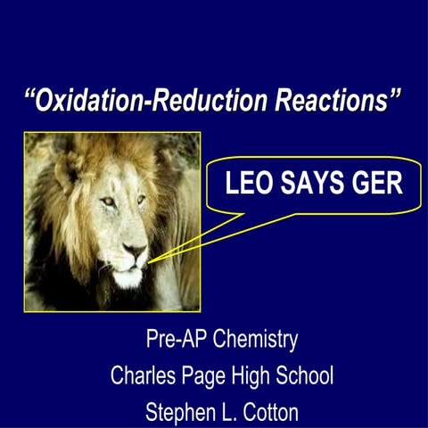 Oxidation reduction reactions | PPT