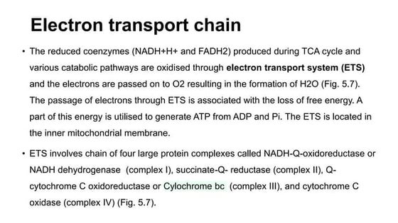 INHIBITORS AND UNCOUPLERS IN ELECTRONE TRANSPORT CHAIN | PPTX | Chemistry | Science
