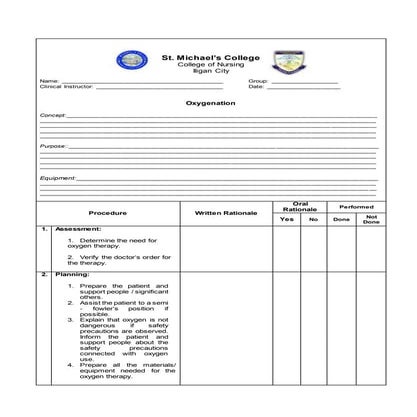 Oxygenation checklist | DOCX