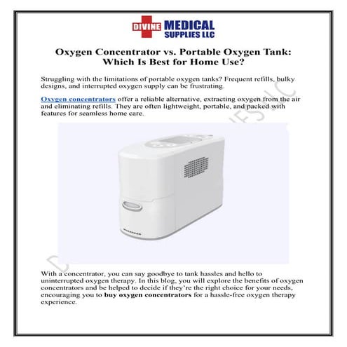 Oxygen Concentrator vs. Portable Oxygen Tank: Which Is Best for Home ...