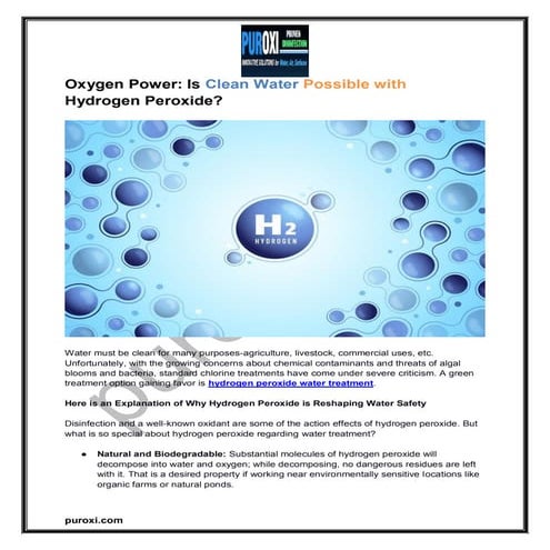 Oxygen Power: Is Clean Water Possible with Hydrogen Peroxide? | PDF