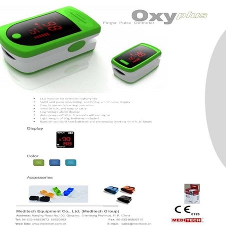 Oxy plus LED fingertip pulse oximeter | PDF
