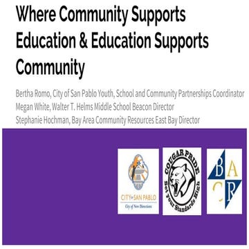 Where Community Supports Education and Education Supports Community | PPT