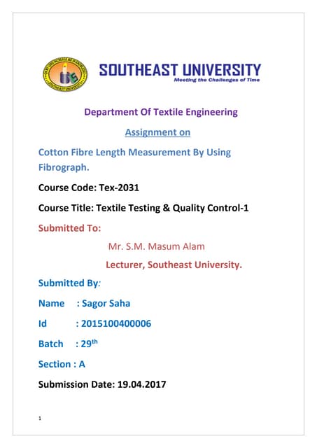 Determination of fiber length by comb sorter diagram | DOC