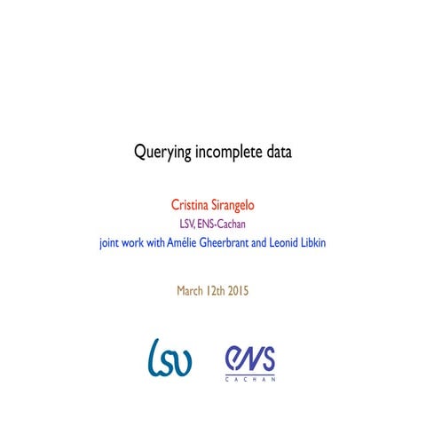 Querying incomplete data | PDF | Databases | Computer Software and Applications