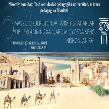 O’zbekistonda Tarixiy shaharlar yubileylarining xalqaro miqyosda keng ...