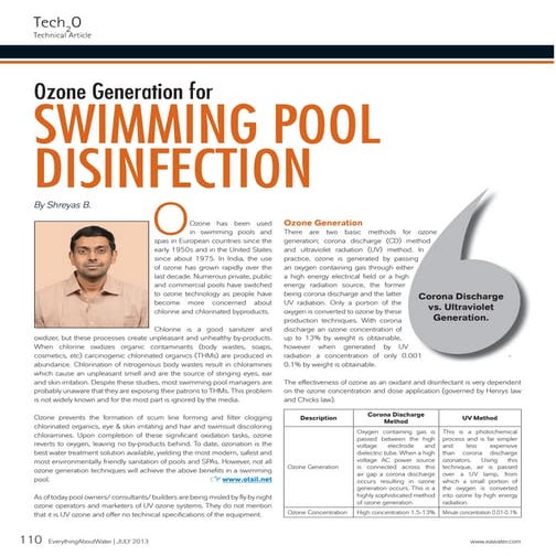 Swimming Pool Ozonation, a chemical free | PPTX
