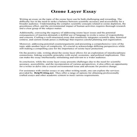 Ozone Layer Essay Pdf