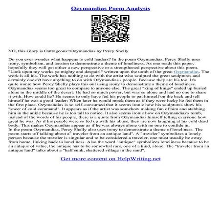 Ozymandias Analysis Essay | PDF