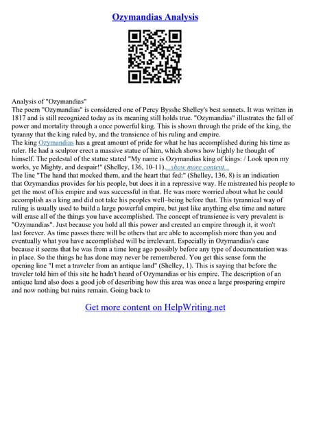 Ozymandias - Percy Bysshe Shelley | PPTX