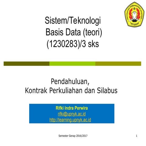 Contoh Silabus Basis Data dan Materi Perkuiahan | PPT