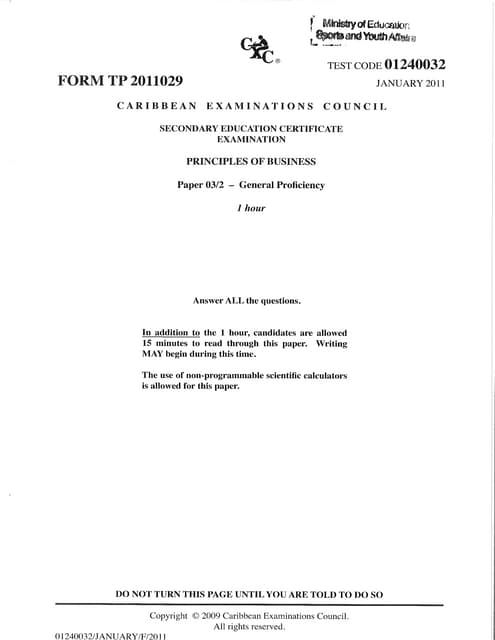 POB PAST PAPER | PDF