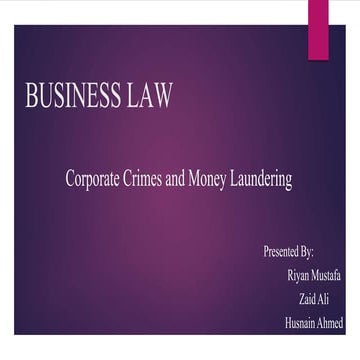 Corporate Crimes and money Laundering | PPTX
