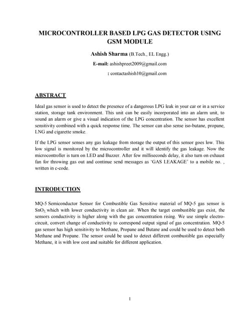 LPG gas leekage dectection | PPT