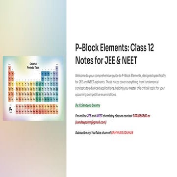 P-Block-Elements-Class-12-Notes-for-JEE-and-NEET.pdf/by sandeep swamy | PDF
