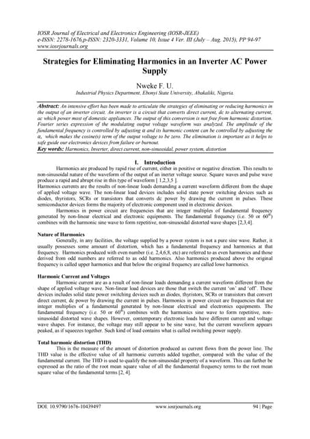 Harmonic Distortion Analysis of the Output Voltage in SPWM (Unipolar) Single Phase Full Bridge ...