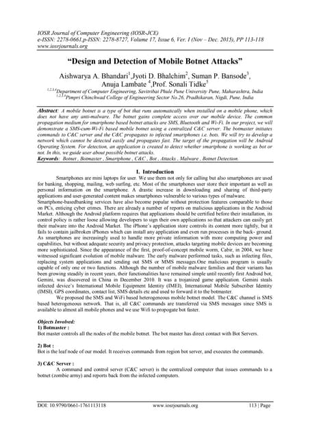 “design And Detection Of Mobile Botnet Attacks” Pdf Free Download