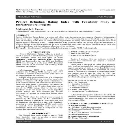 Project Definition Rating Index with Feasibility Study in ...