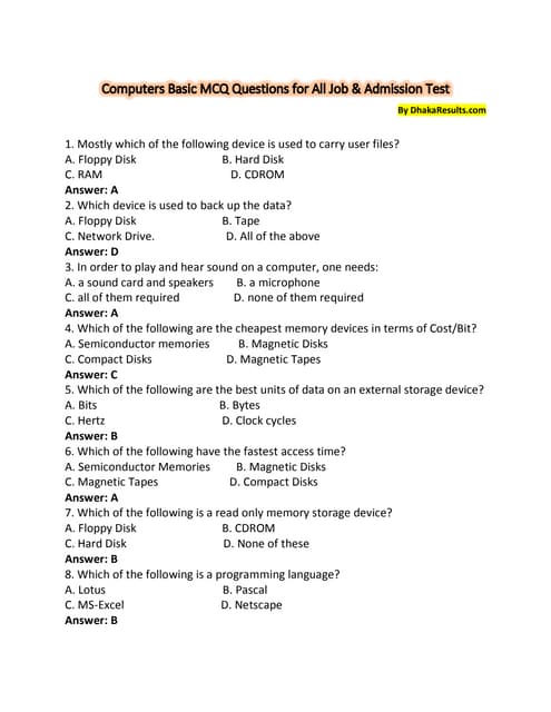 WordPad MCQ Questions and Answers Basic Objective | PDF